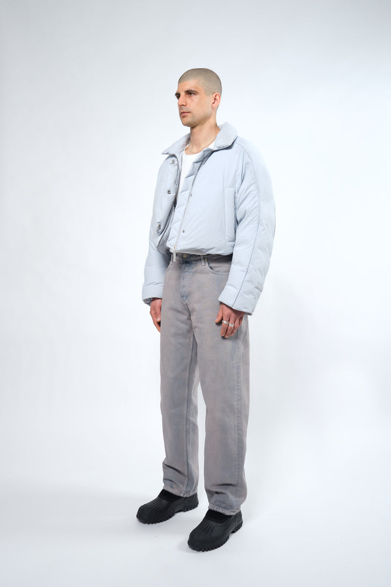 Re:Down® Crop Ice Blue Puffer Jacket with Hood – Adhere To