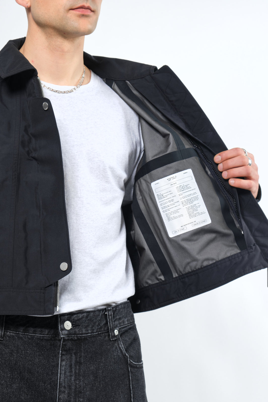 3L Black Waterproof Crop Rain Jacket with Hood – Adhere To