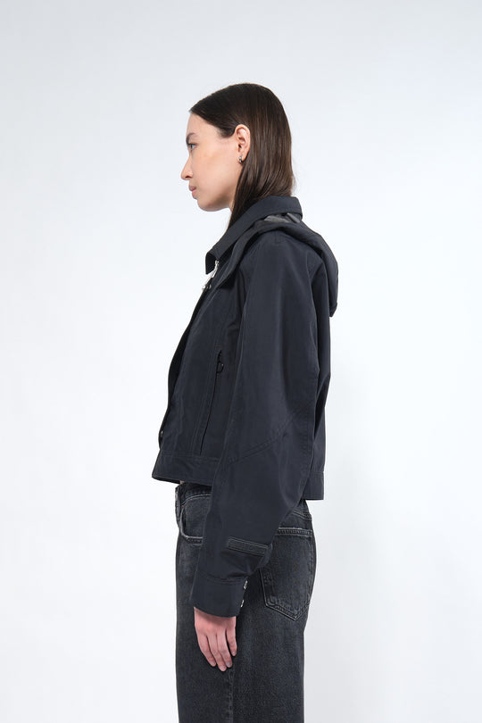 3L Black Waterproof Crop Rain Jacket with Hood – Adhere To