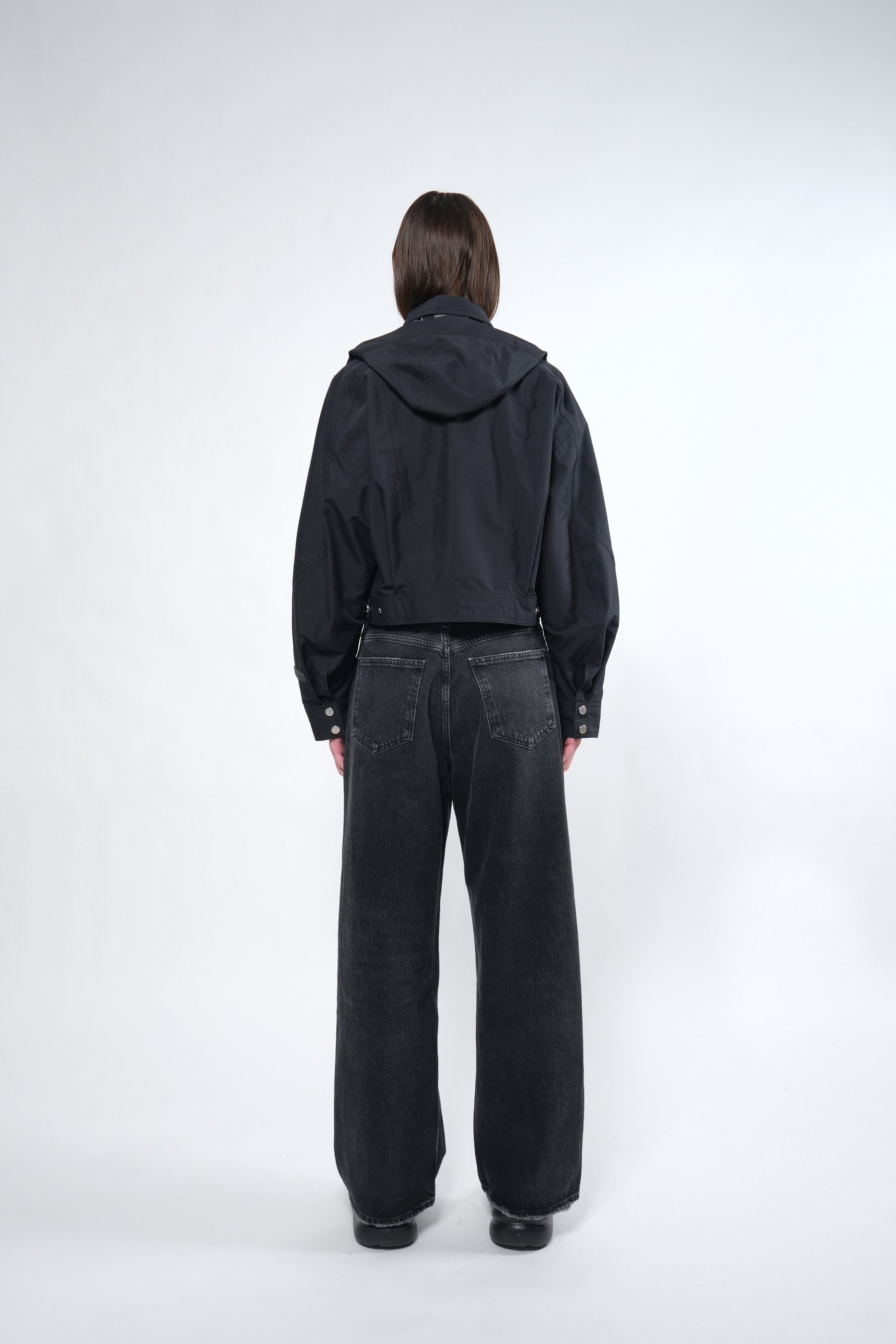 3L Black Waterproof Crop Rain Jacket with Hood – Adhere To