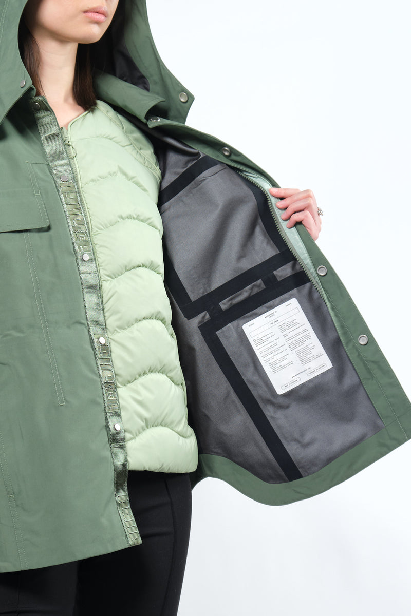 3in1 Green Waterproof Jacket + Down Puffer Liner – Adhere To